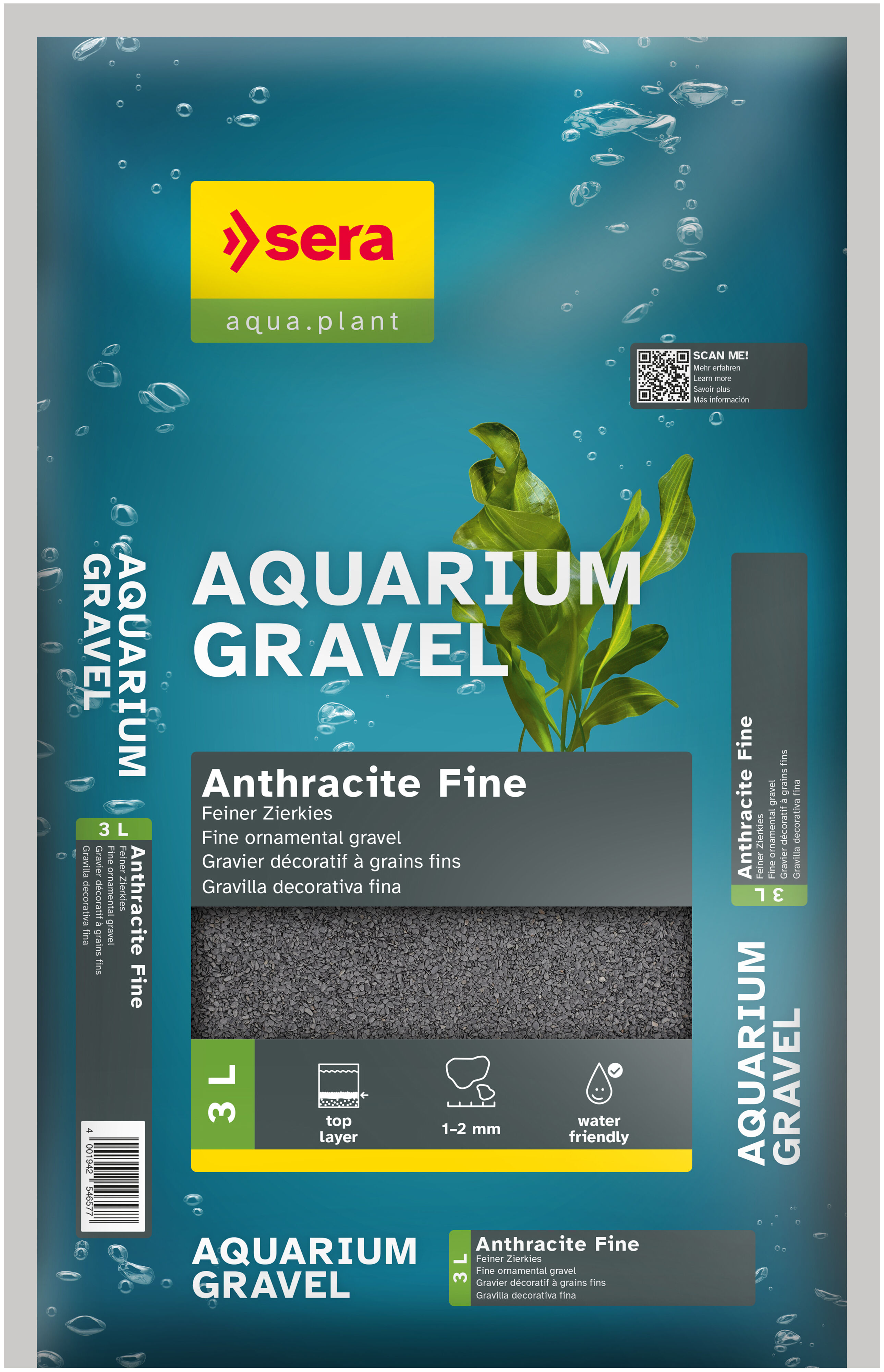 Sera - Gravier Anthracite Fine Aquarium Gravel - 3L | Animalis