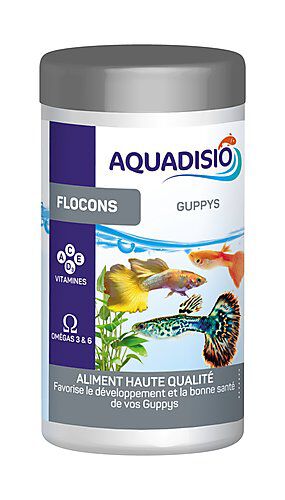 Aquadisio - Aliments en Flocons pour Guppys - 250ml | Animalis
