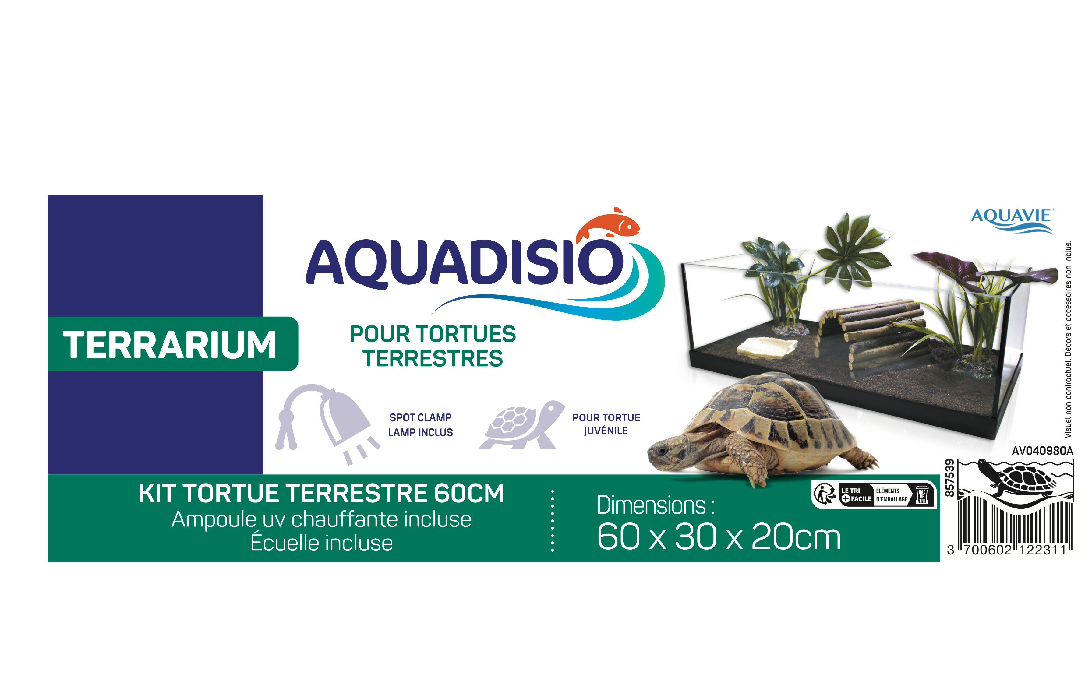 Aquadisio - Terrarium Kit Equipé pour Tortue Terrestre - 60cm | Animalis