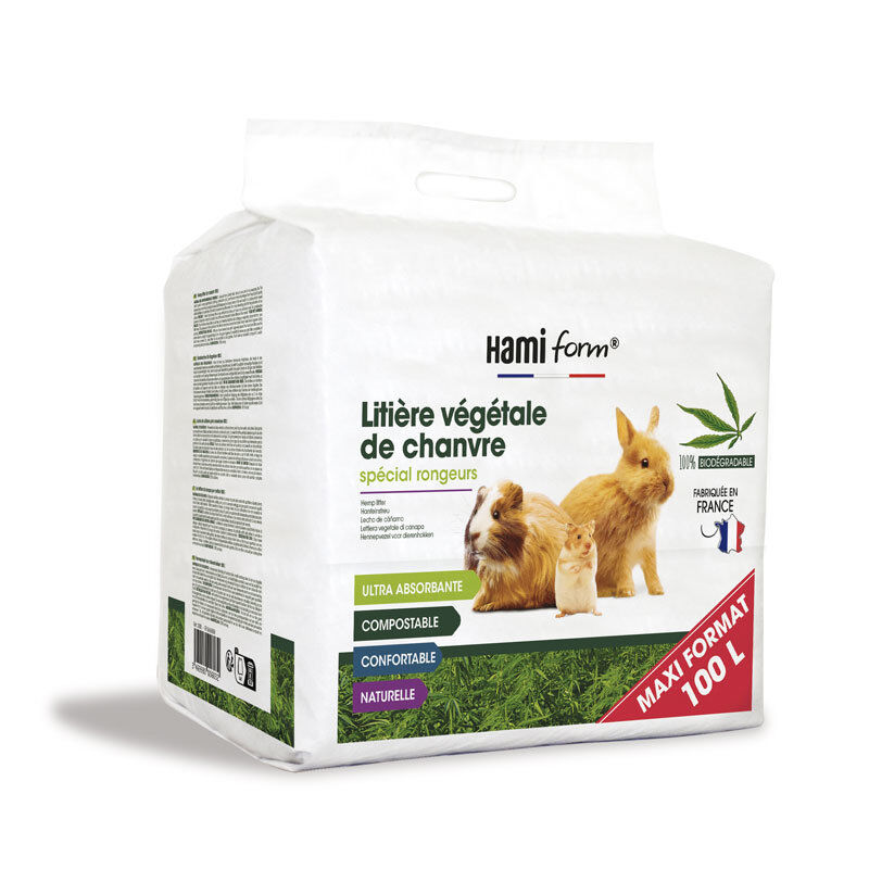 Hamiform - PAILLAGE DE CHANVRE POUR RONGEURS - 8Kg/100L | Animalis